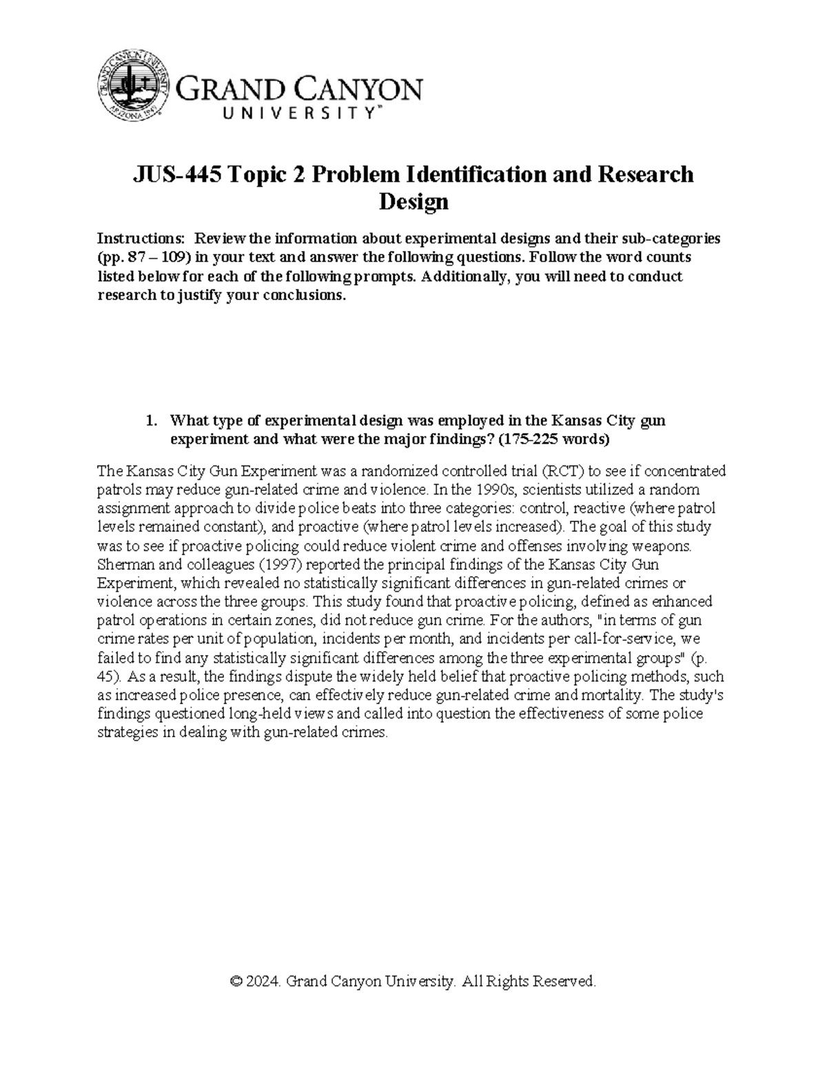 JUS-445 Topic 2 Problem Identification and Research Design johnston ...