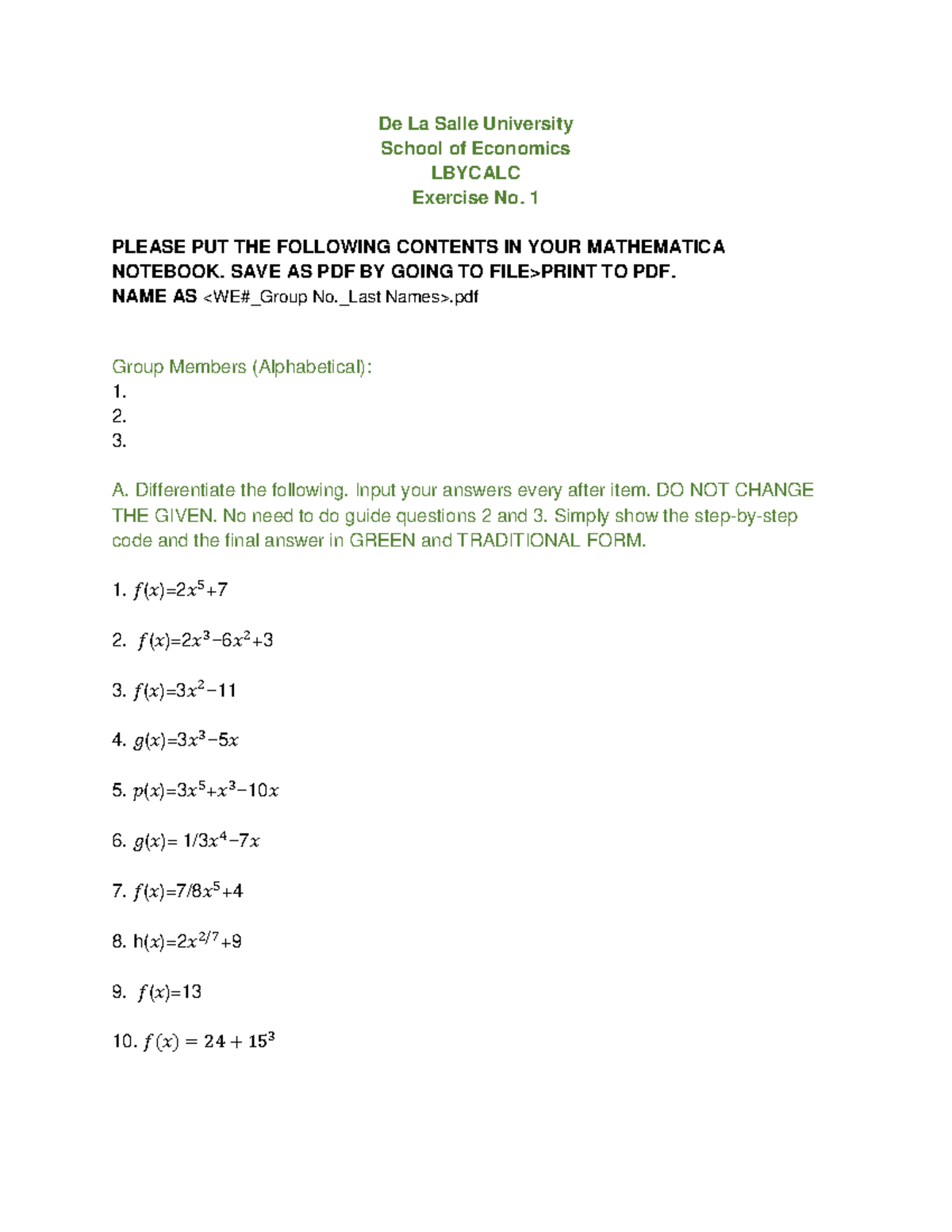 Economics Mathematics 2 - De La Salle University School of Economics ...