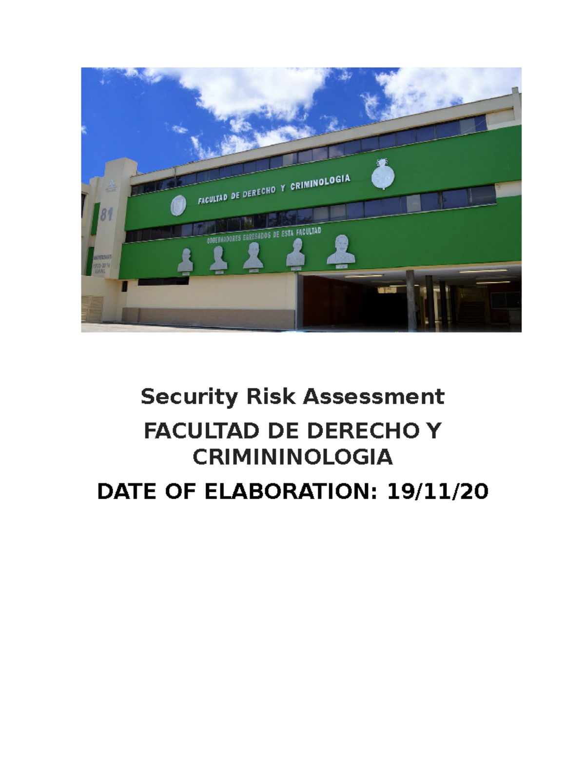 Security Risk Assessment - Security Risk Assessment FACULTAD DE DERECHO ...