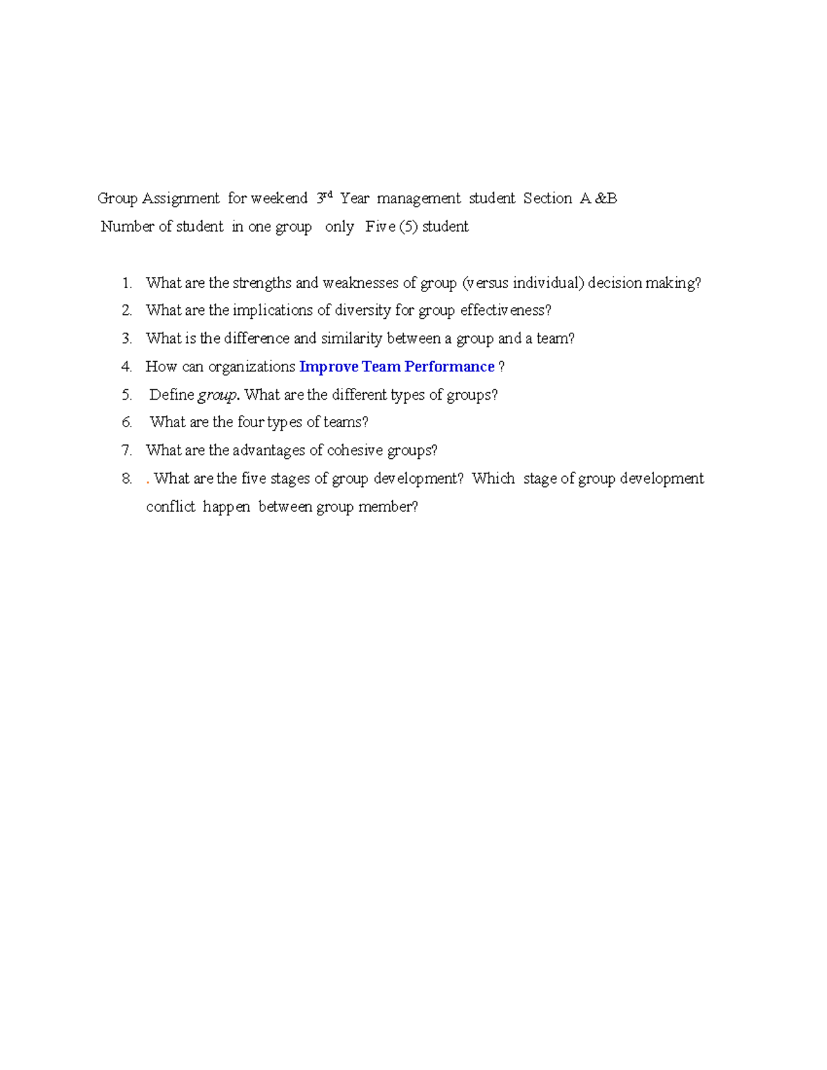 Group Assignment For Weekend What Are The Different Types Of Groups
