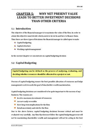 Chapter 7 FIN 101 - Introduction to risk and return - CHAPTER 7: INTRODUCTION TO RISK, RETURN ...