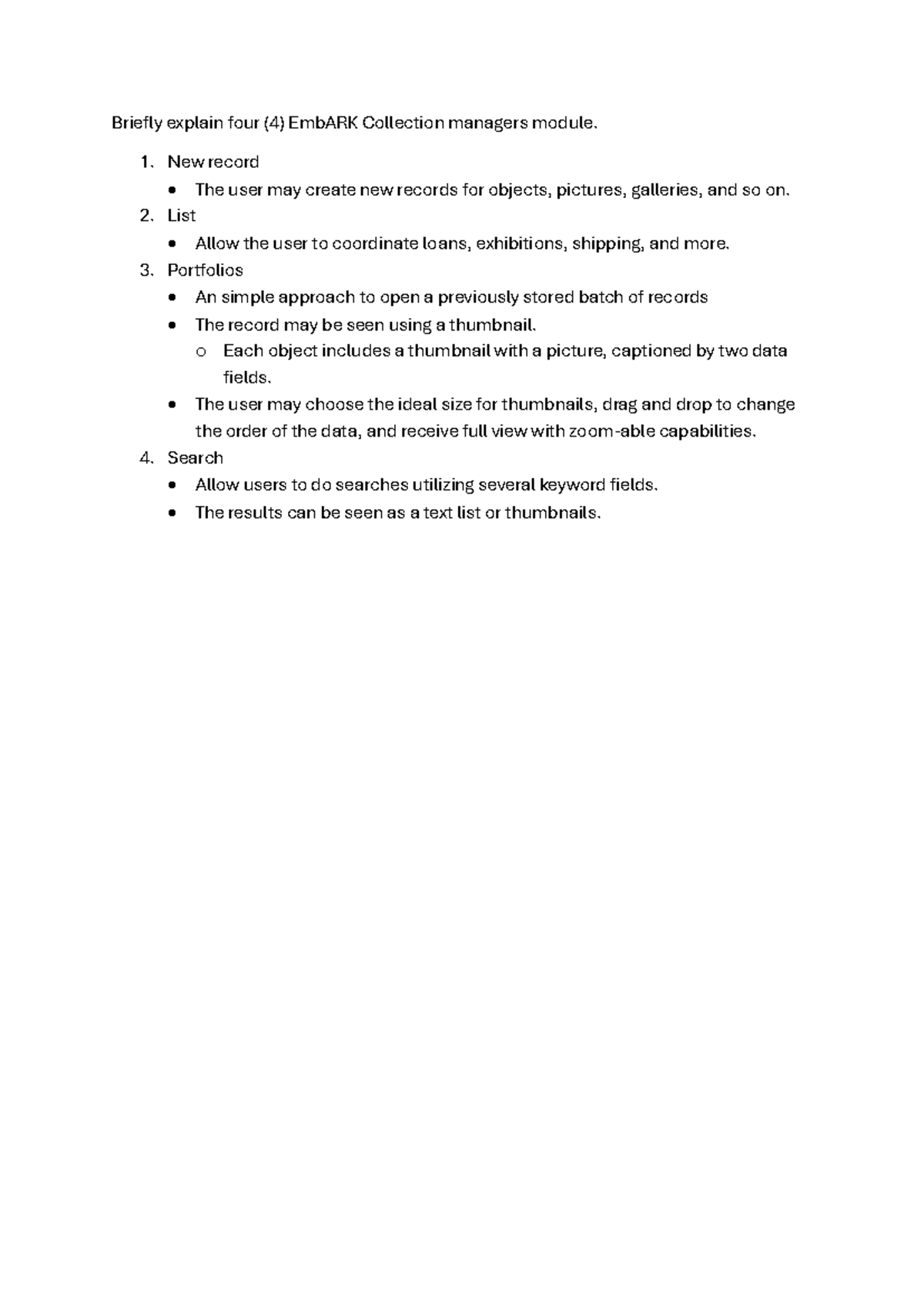 IMD162 WEEK 7 - iiii - Briefly explain four (4) EmbARK Collection ...