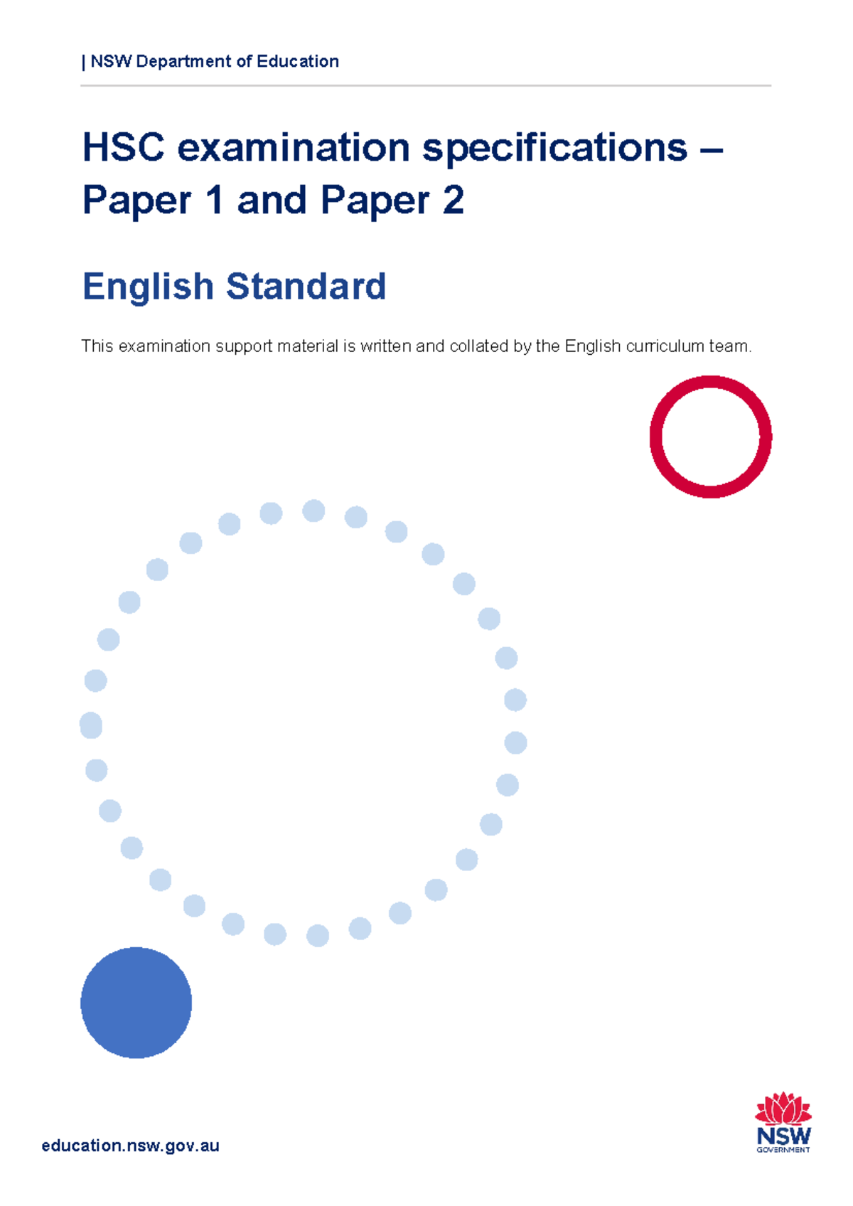 English standard s6 hsc exam specifications p1 andp2 - | NSW Department ...