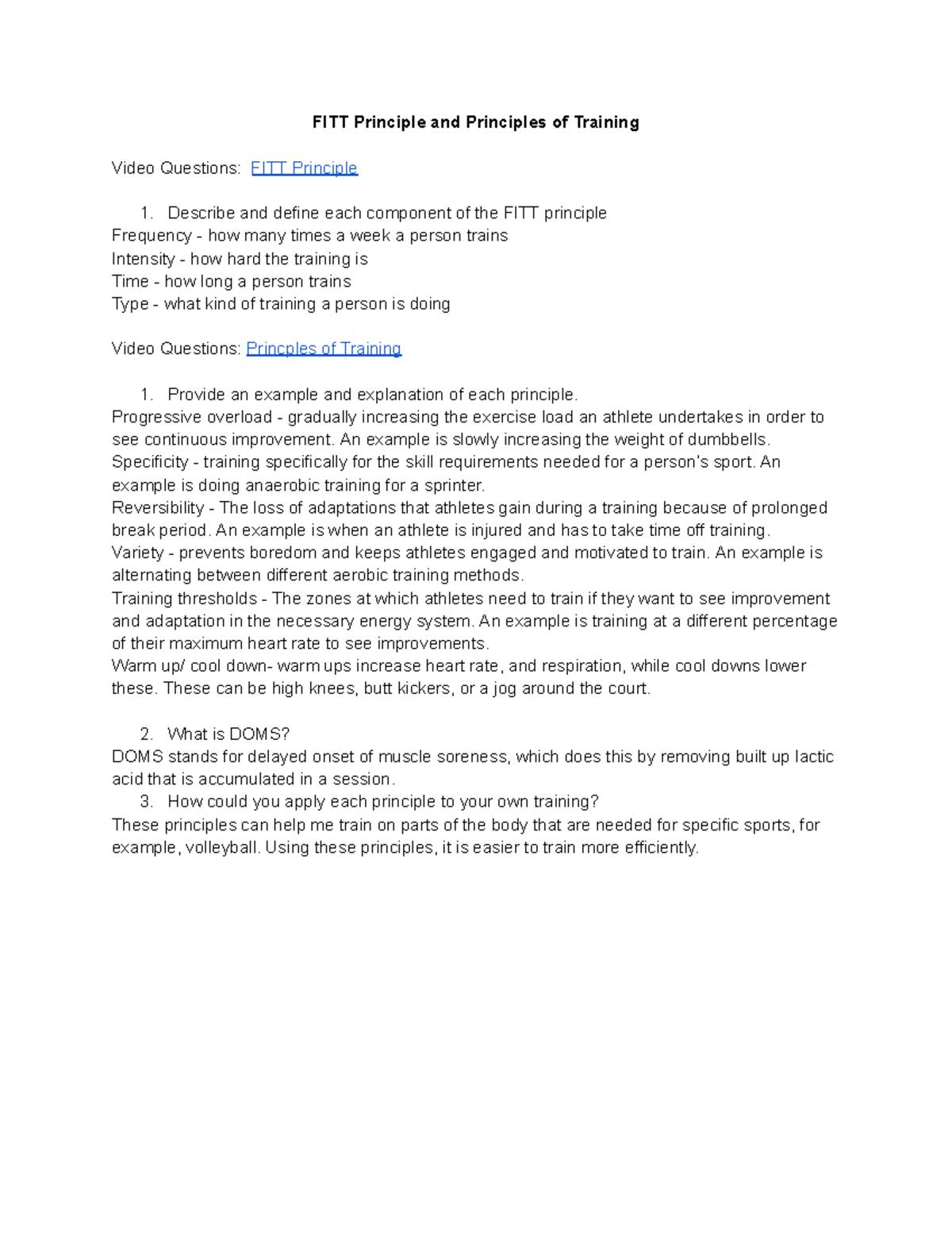 Copy of FITT Principle and Principles of Training - FITT Principle and ...