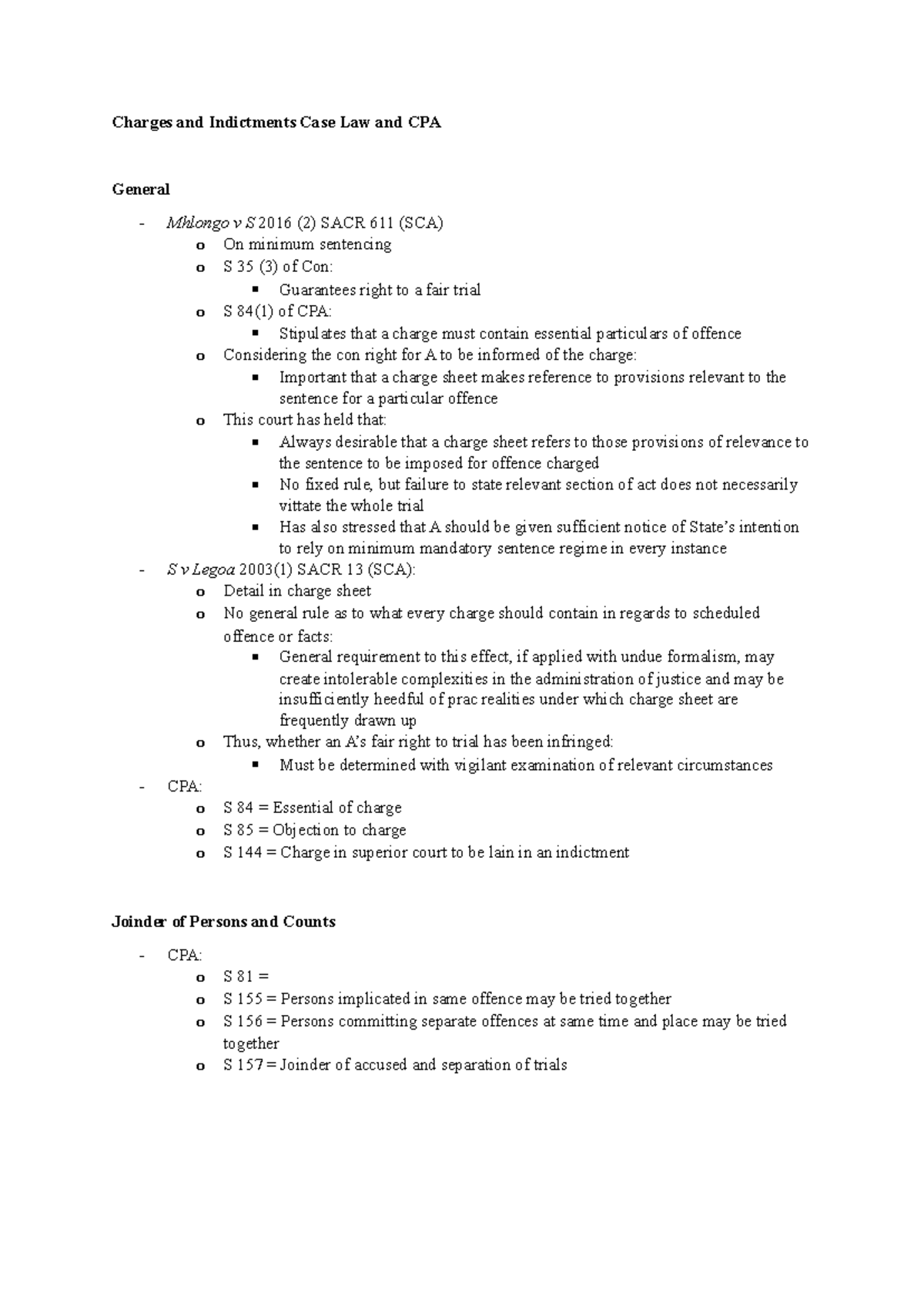 Charges and Indictments, Sources of Law - Charges and Indictments Case ...