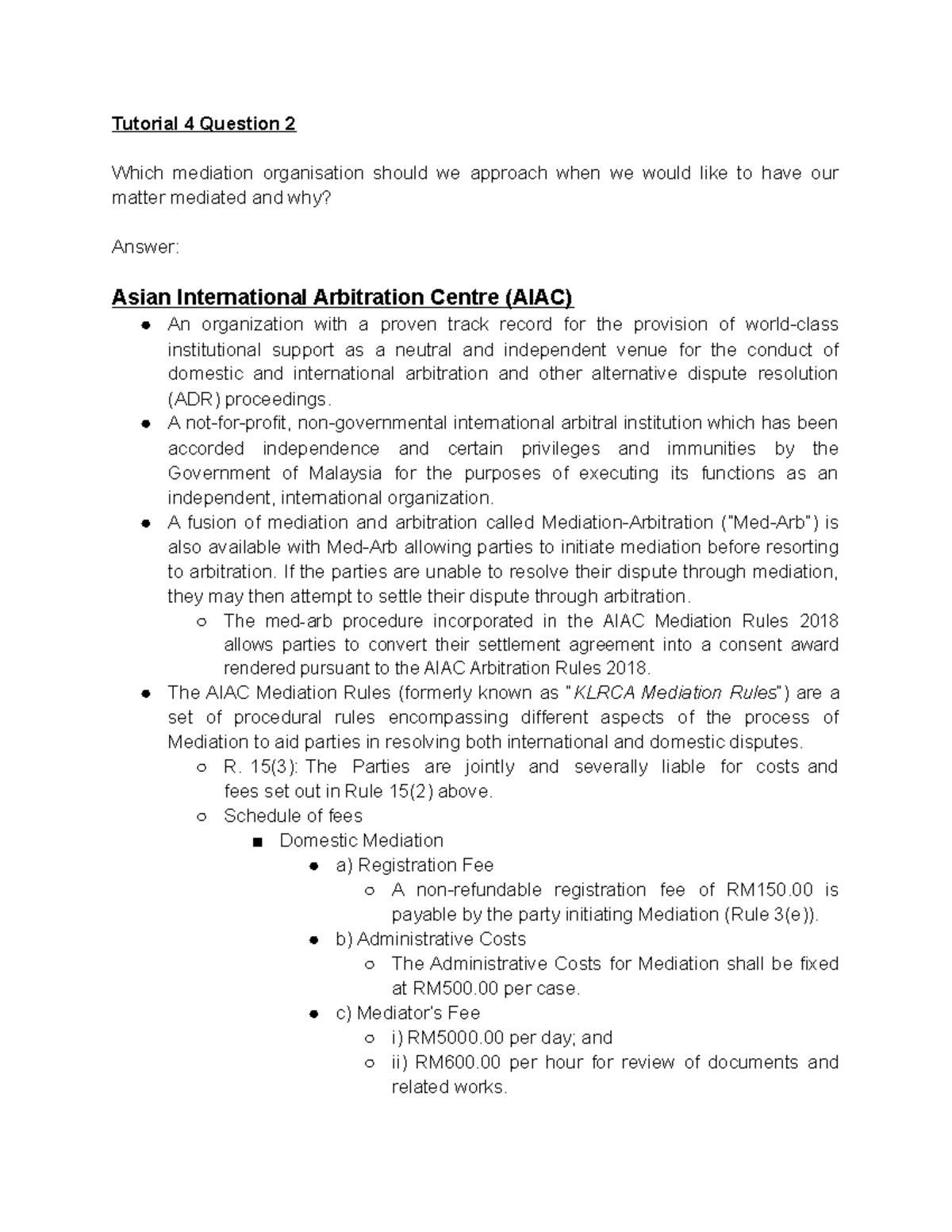 T4Q2 Which Mediation organisation should we approach - Tutorial 4 ...