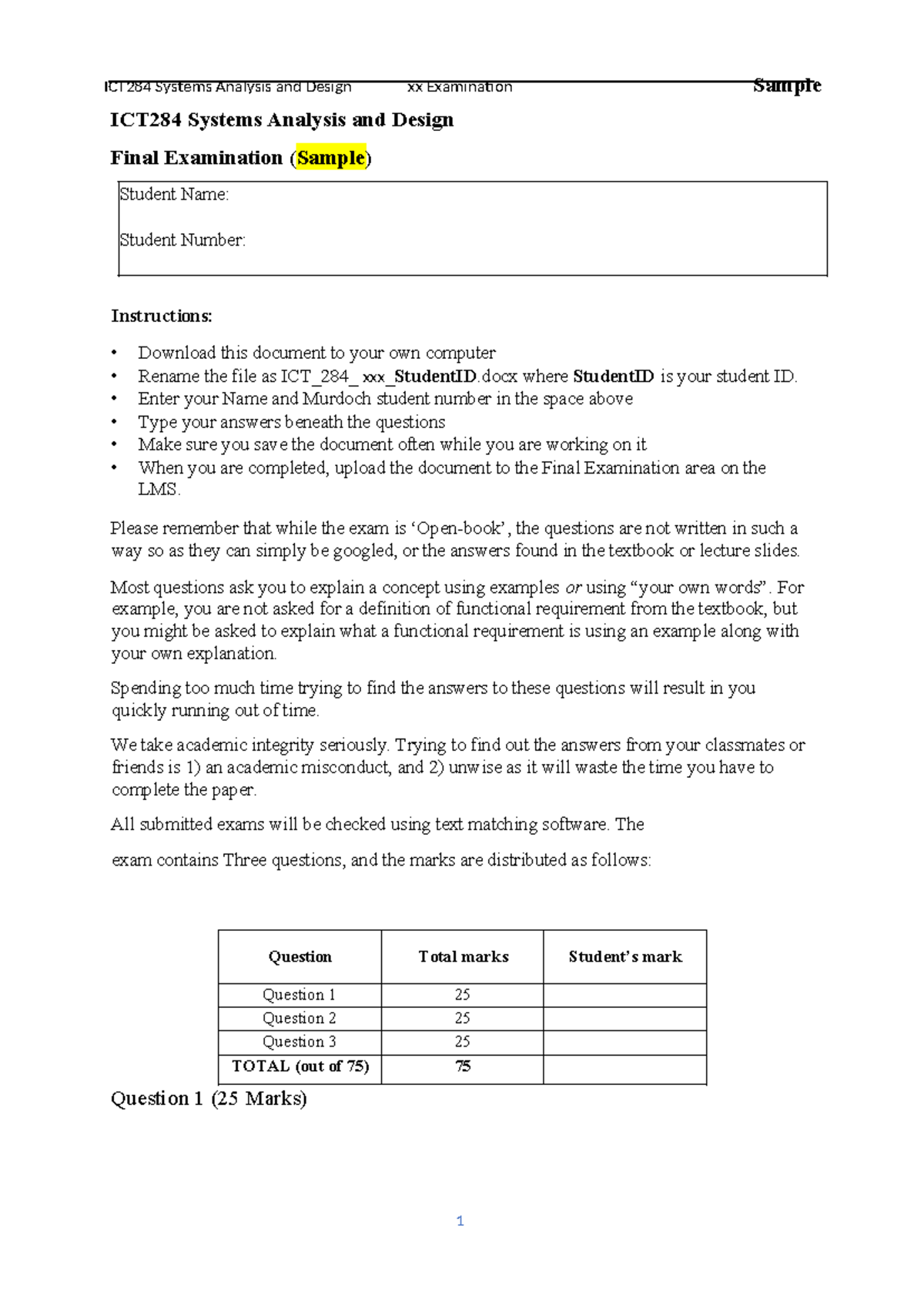 ICT284 Final Exam 2023 - Most recent exam questions - ICT284 Systems Analysis and Design Final ...