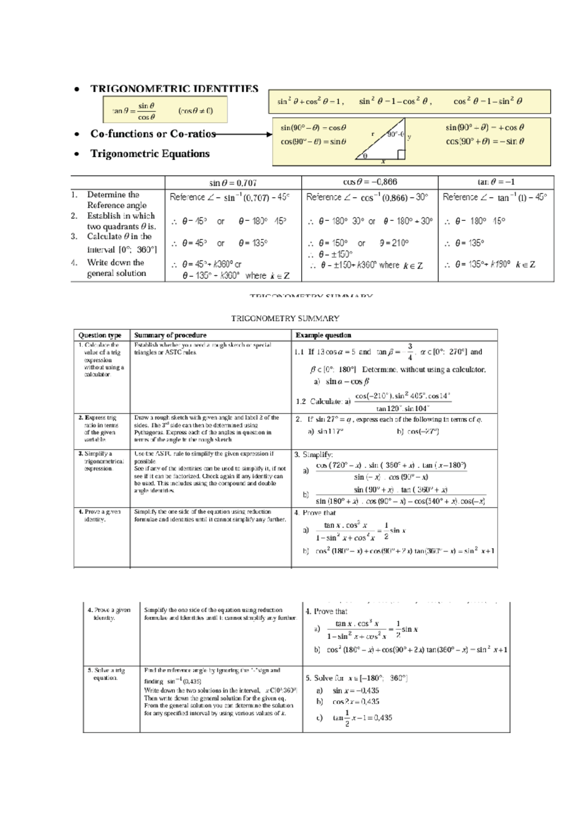 Grde 11 trigonometry - Studocu