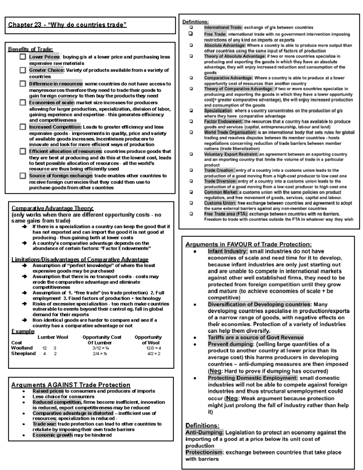 Eco Notes for test - Google Docs - Chapter 23 - “Why do countries trade ...