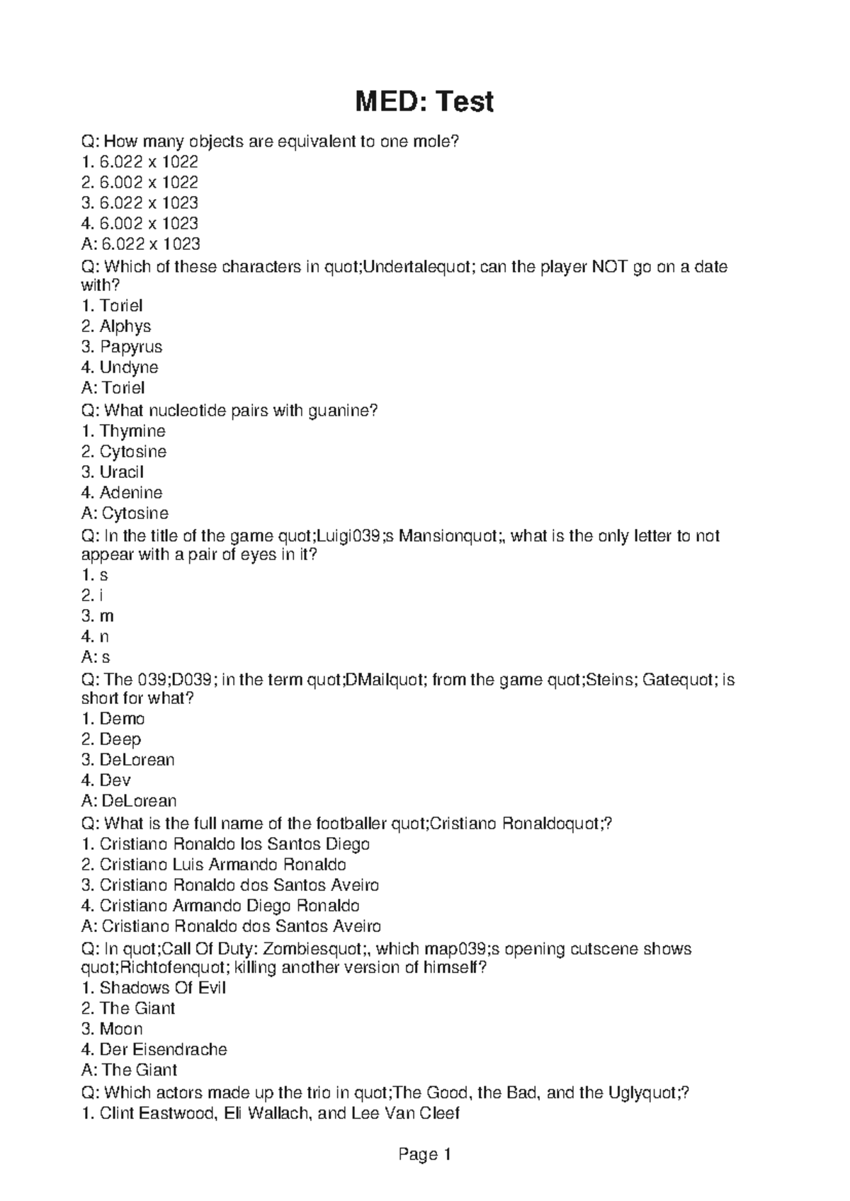 MED256 Chapter Summary 4 - MED: Test Q: How many objects are equivalent ...