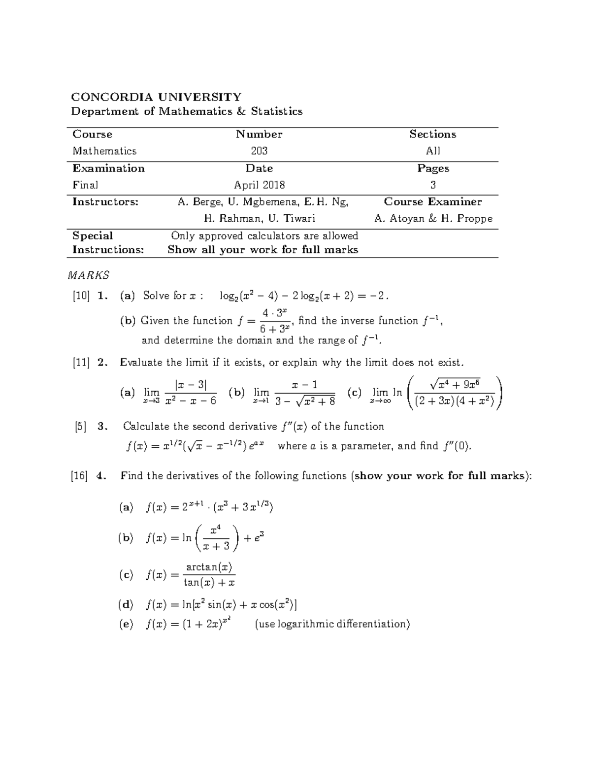 Spring 2019 final math - notes - CONCORDIA UNIVERSITY Department of ...