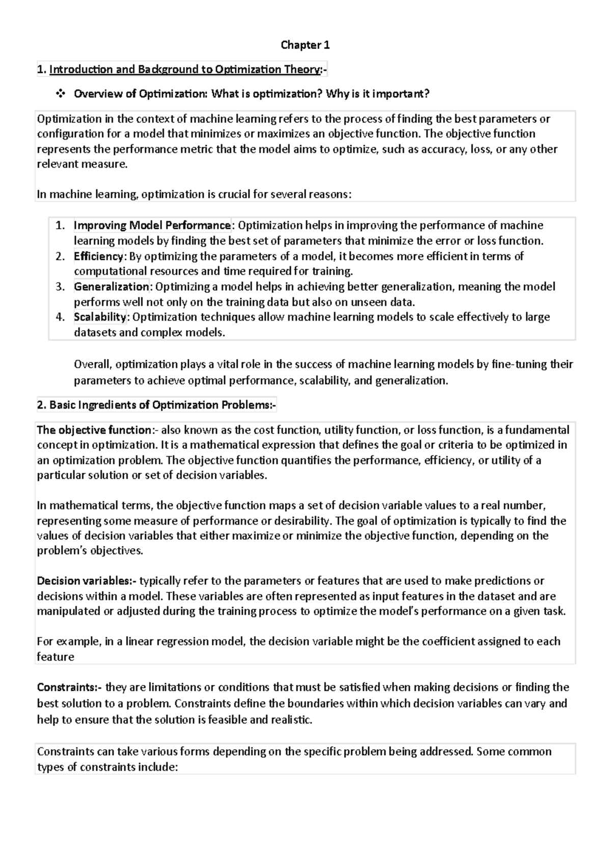 Optimization in ML - oml notes - Chapter 1 Introduction and Background ...