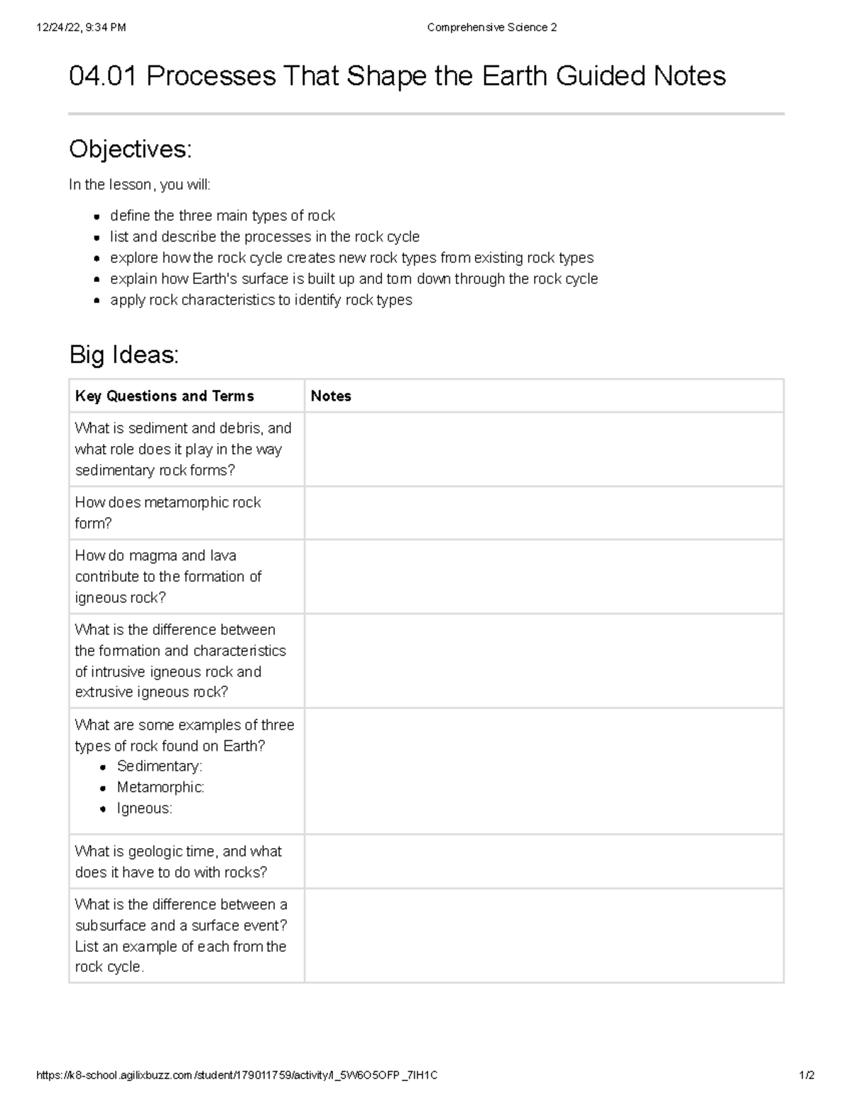 Comprehensive Science II Advanced K8-ORG86 - Activities - 12/24/22, 9 ...