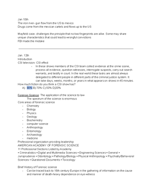 Introduction to Forensic Science (Exam 1 Material) - Introduction to ...