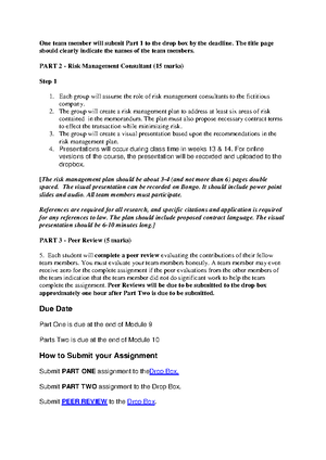 TEAM Assignment Downloadable PDF-1 - risk management team assignment Assignment Introduction and ...