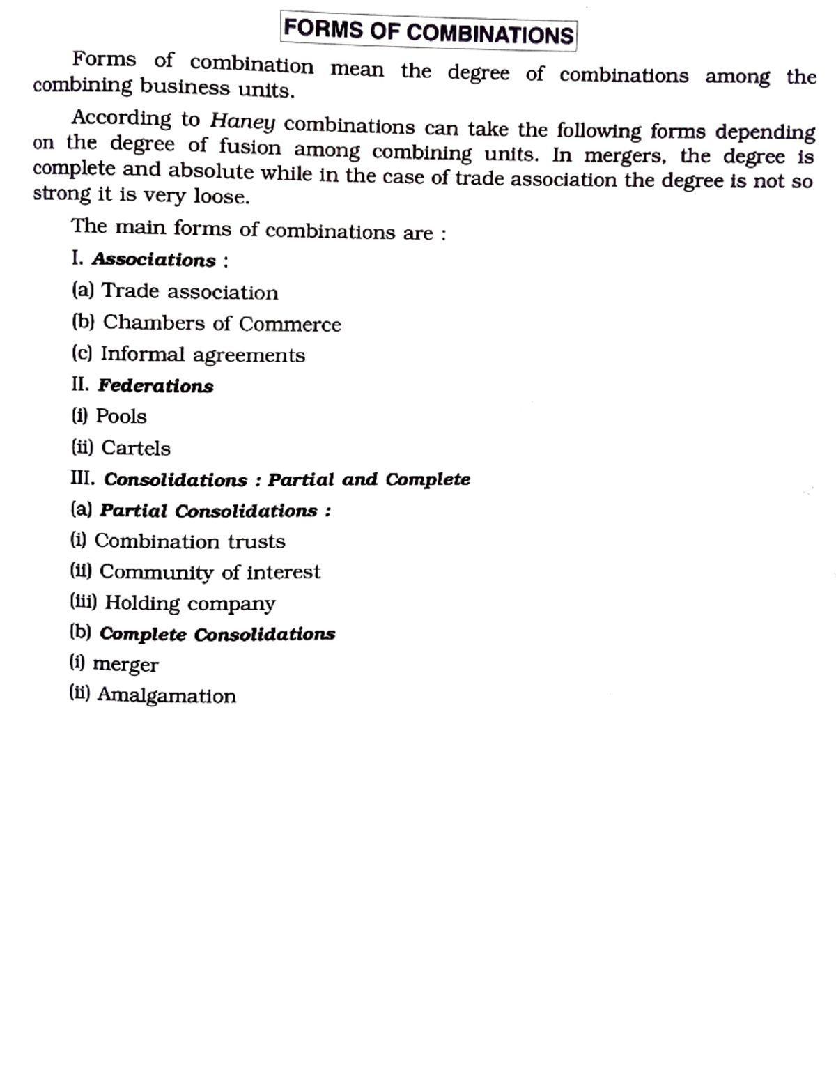 Forms of business combination - Bachelor of Commerce - Studocu