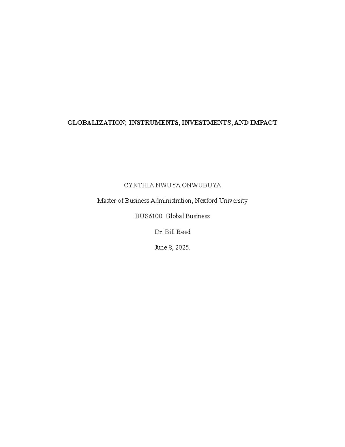 Globalization - GLOBALIZATION; INSTRUMENTS, INVESTMENTS, AND IMPACT ...