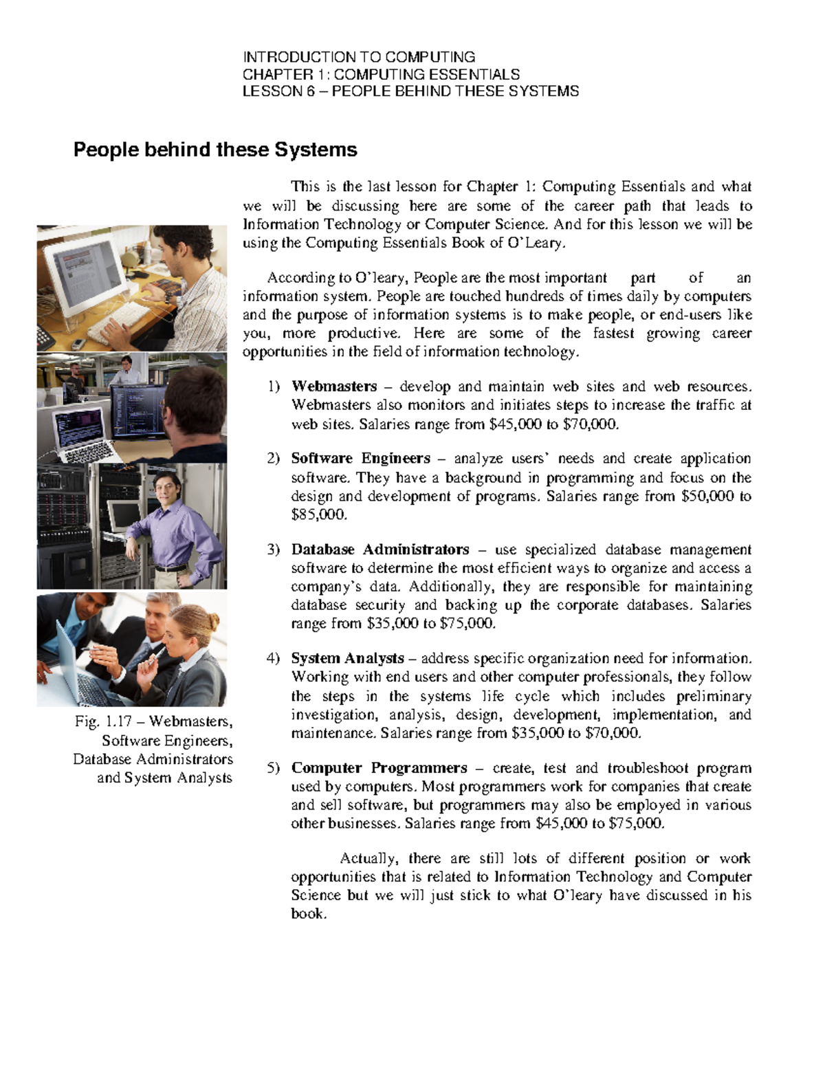 W2 People Behind These Systems - Module - INTRODUCTION TO COMPUTING ...