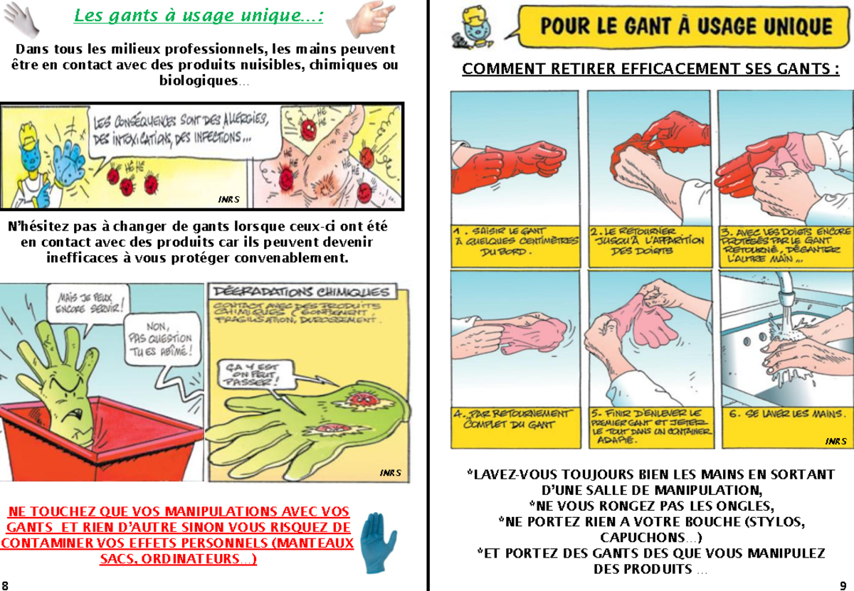 PTC Memento HS - Les gants à usage unique...: Dans tous les milieux professionnels, les mains ...