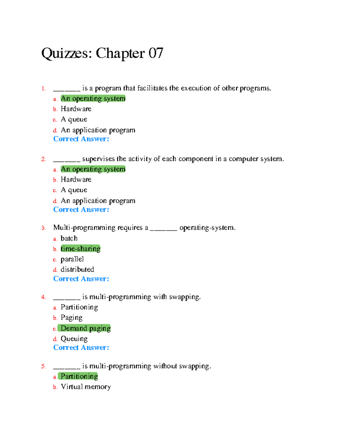 Chap07 Quiz(Đặng Hữ Phúc SE160488) - Quizzes: Chapter 07 1. _______ is ...