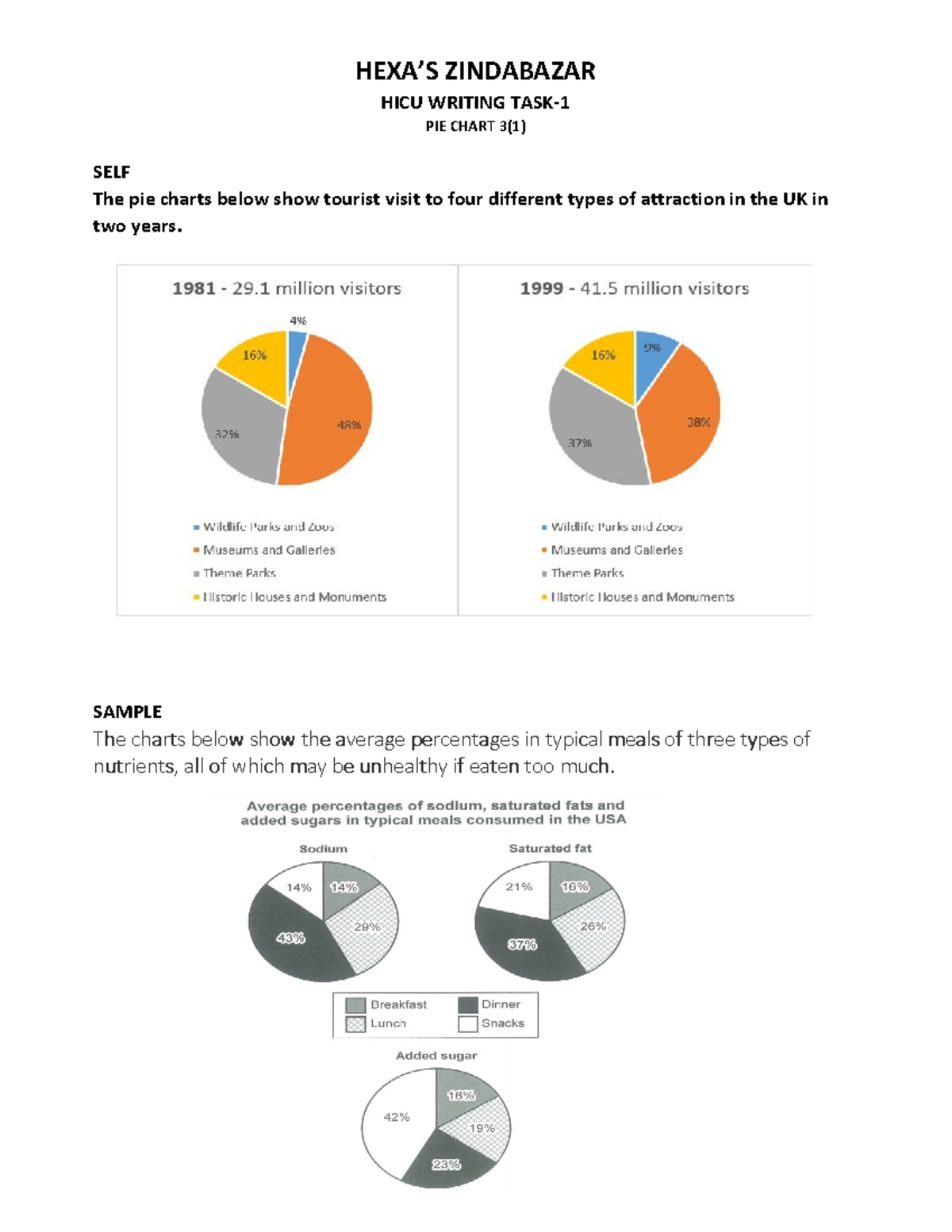 Pie1 - HEXA’S ZINDABAZAR HICU WRITING TASK- PIE CHART 3(1) SELF The pie ...