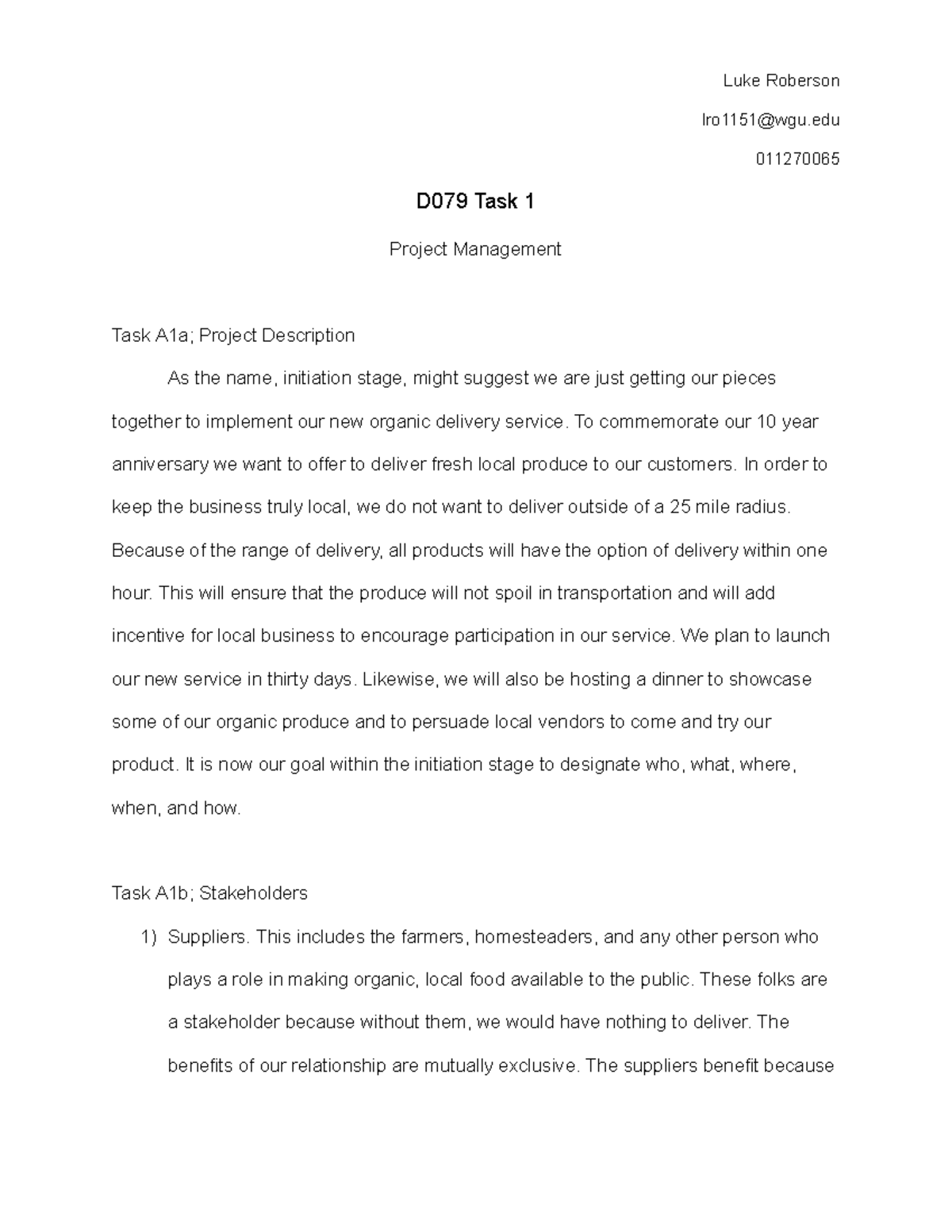 D079 Task1 Roberson - Google Docs - Luke Roberson lro1151@wgu 011270065 ...
