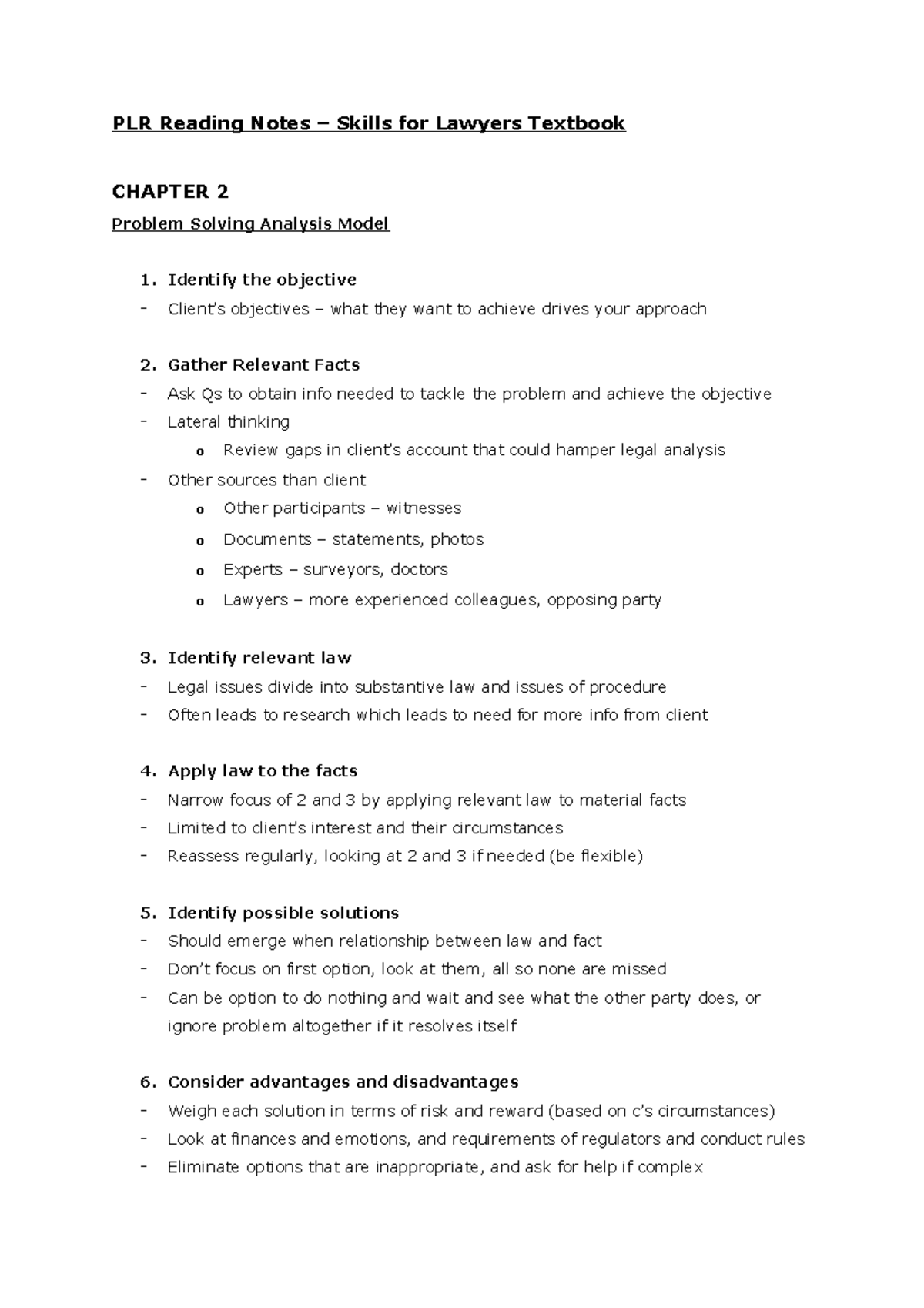 PLR Textbook Reading Notes - PLR Reading Notes – Skills for Lawyers ...