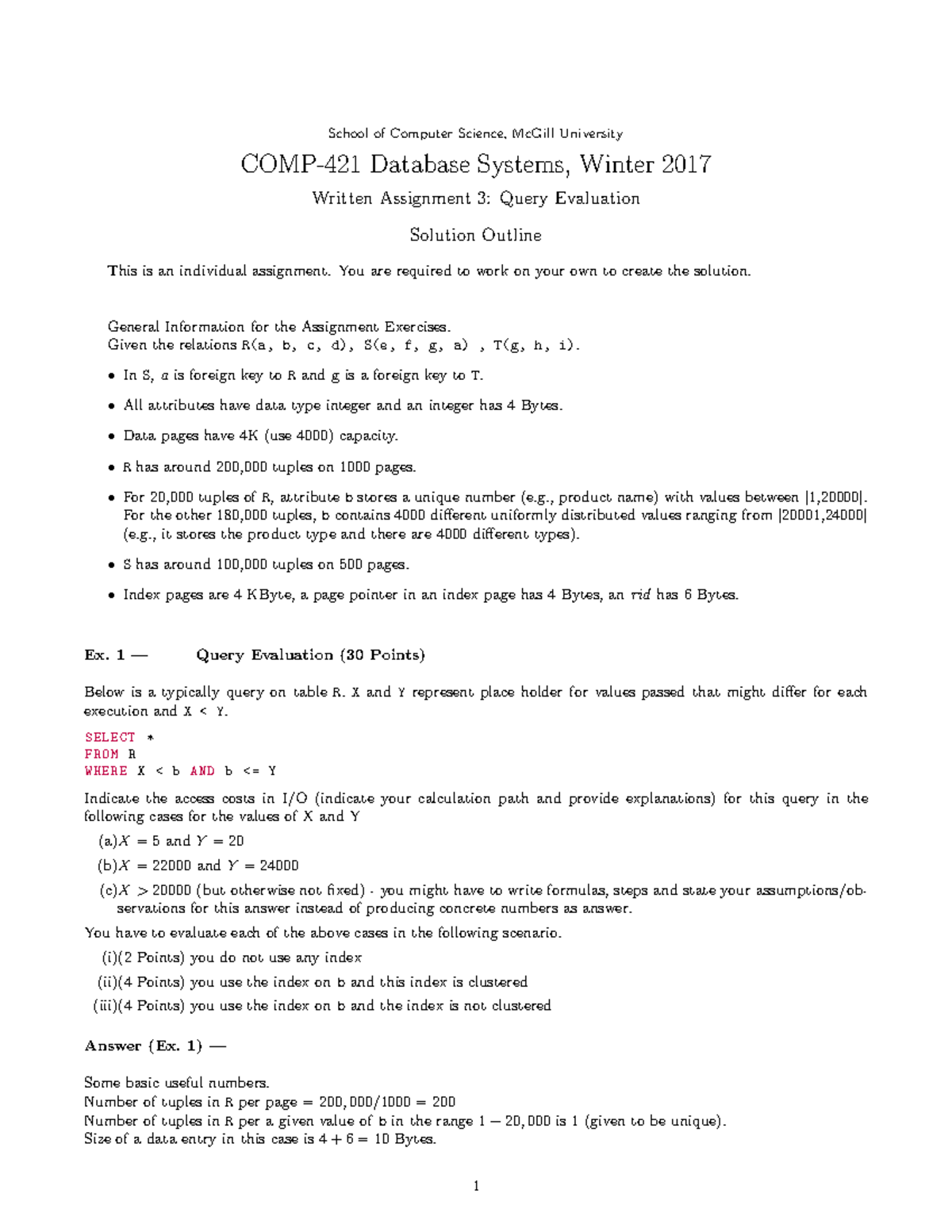 Assignment 3 (2017 ) - School of Computer Science, McGill University COMP-421 Database Systems ...