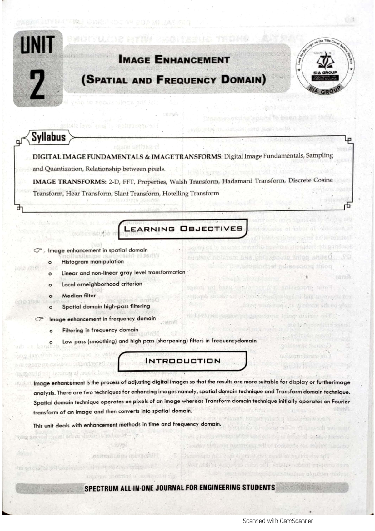 DIP UNIT 2 - dip - Computer Science and Engineering - Studocu