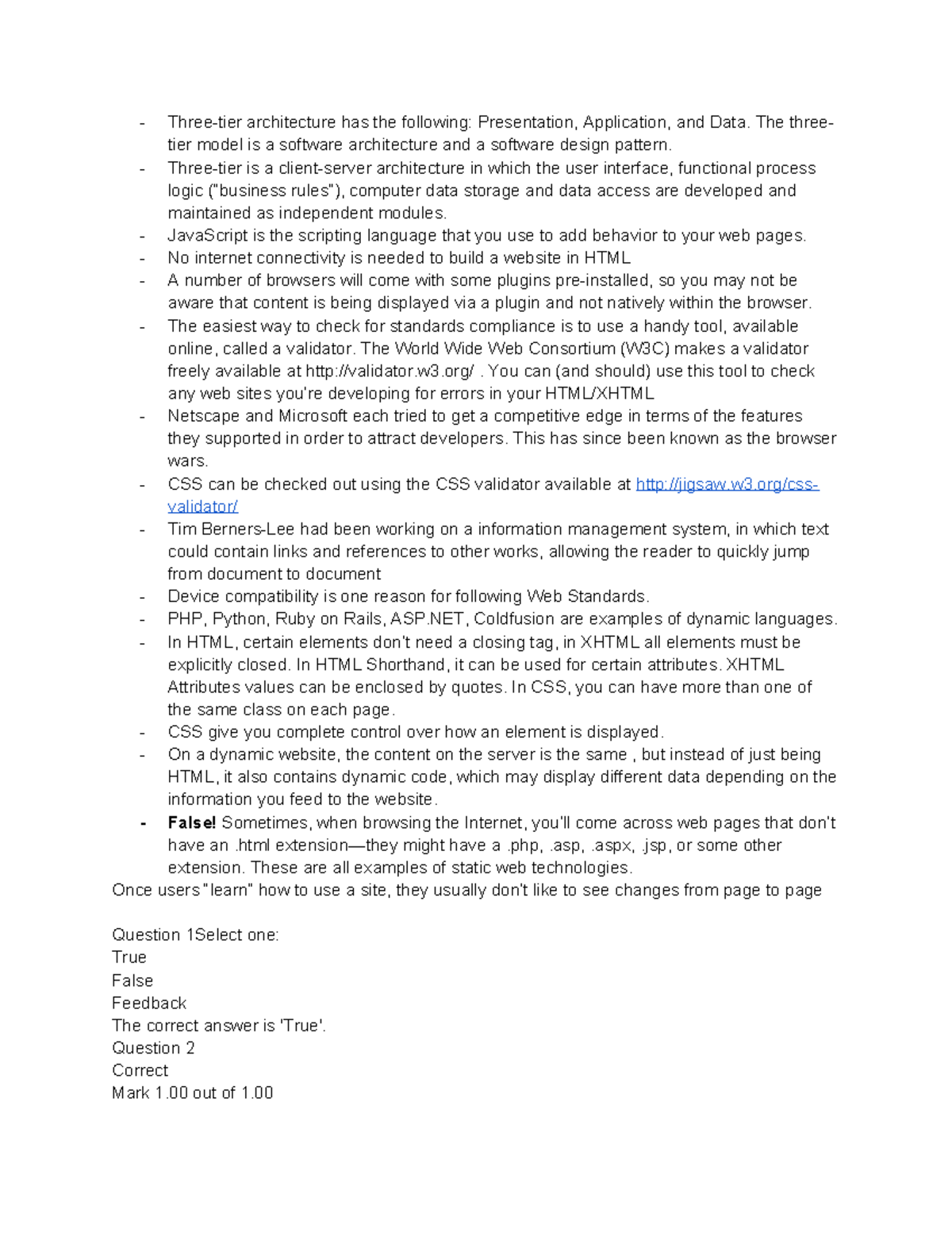 Notes CS 2205 Web Programming - Three-tier architecture has the ...