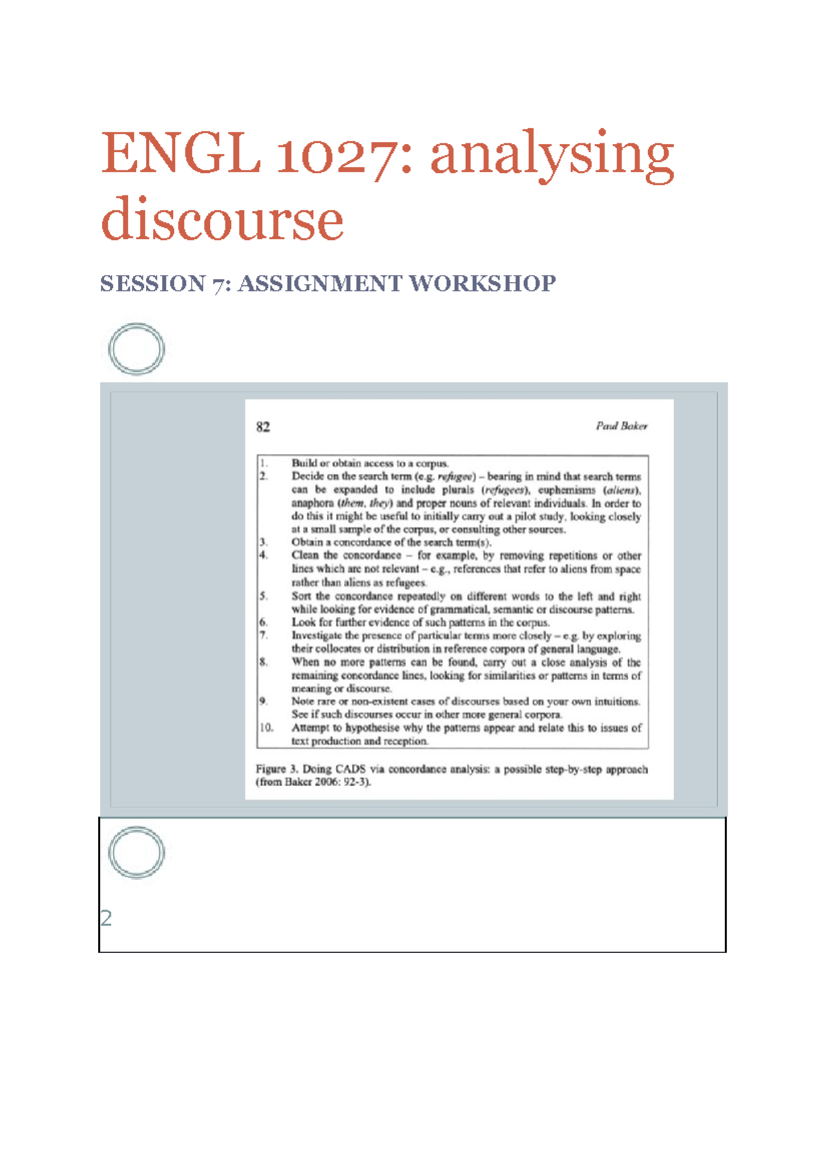 Analysis Discourse L5 - ENGL 1027: analysing discourse SESSION 7: ASSIGNMENT WORKSHOP 2 How do ...