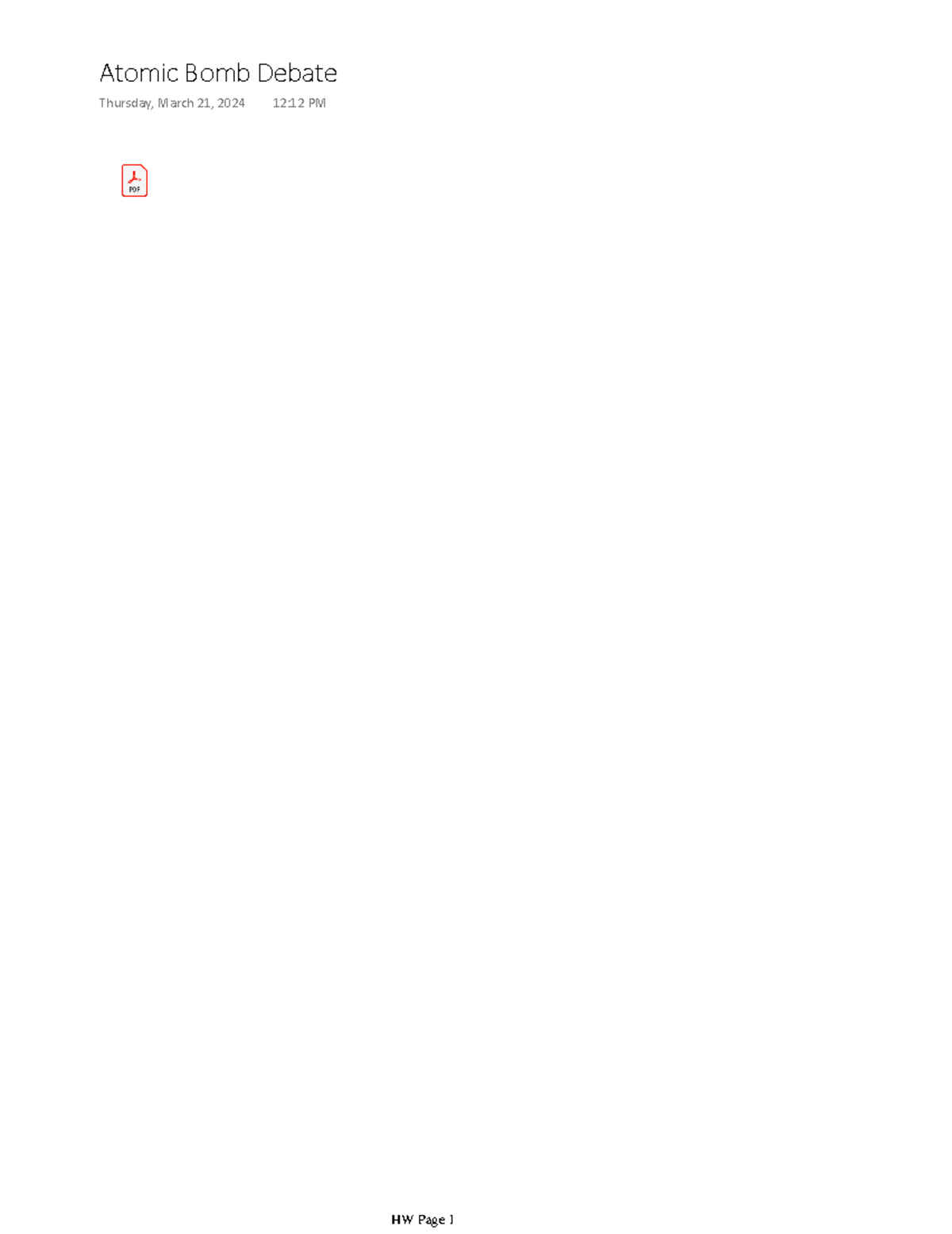 Atomic Bomb Debate - Atomic Bomb De... Atomic Bomb Debate Thursday ...