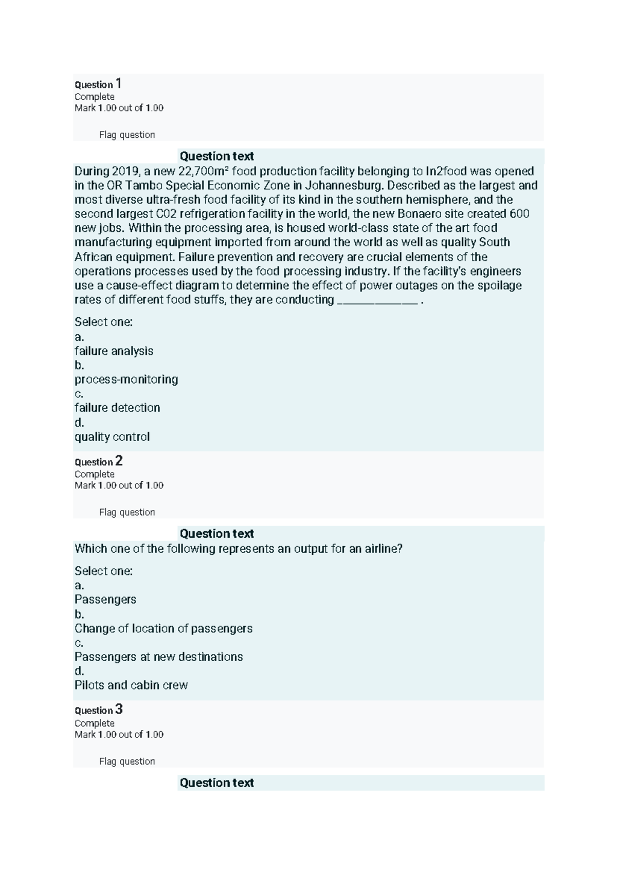 Mnb1601-ass4 - not applicable - Question 1 Complete Mark 1 out of 1 ...
