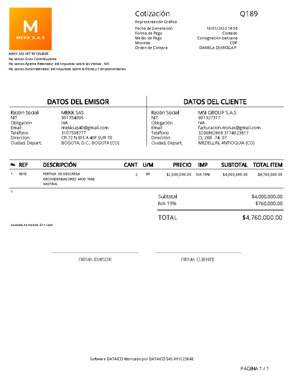 CTO- Q 189- DQ - mjjkk - DATOS DEL EMISOR DATOS DEL CLIENTE Razón ...