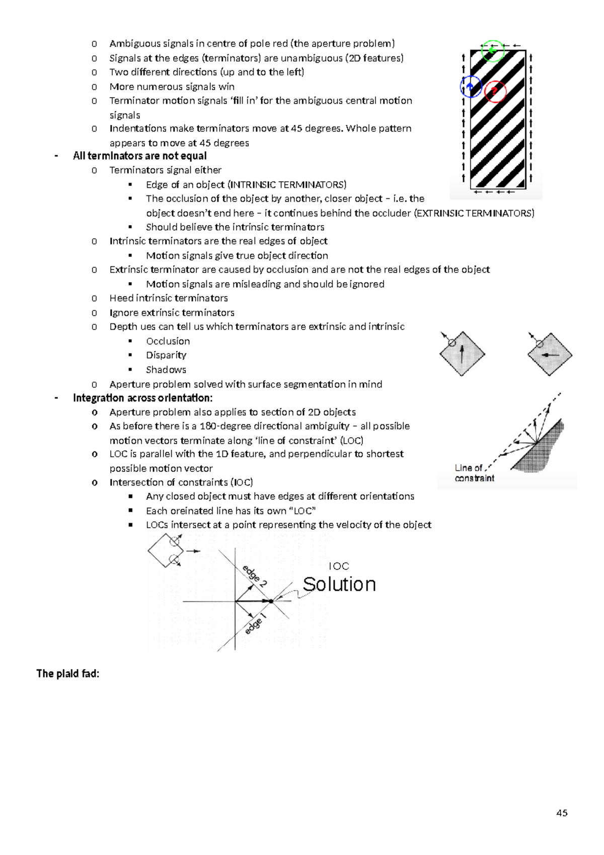 Full psyc203 course notes-12 - o Ambiguous signals in centre of pole ...