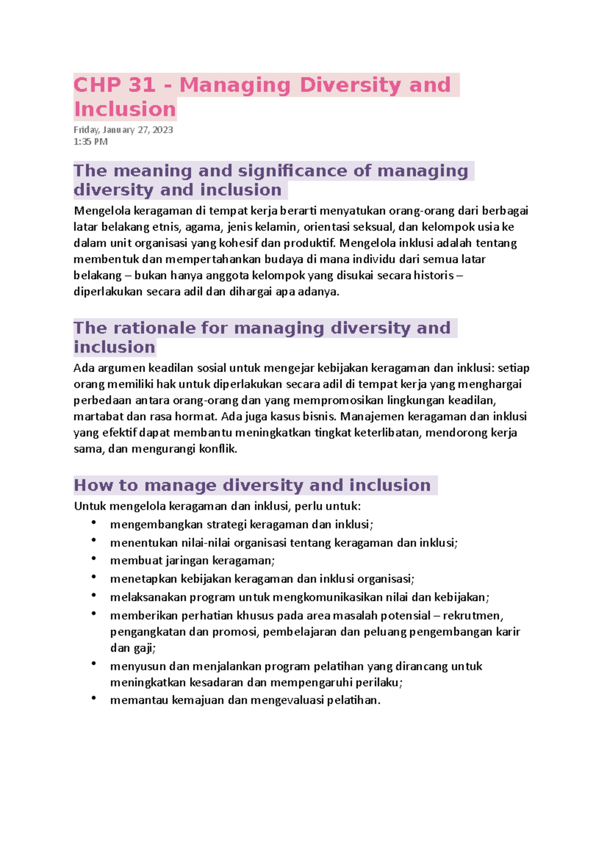 CHP 31 - Managing Diversity and Inclusion - CHP 31 - Managing Diversity ...