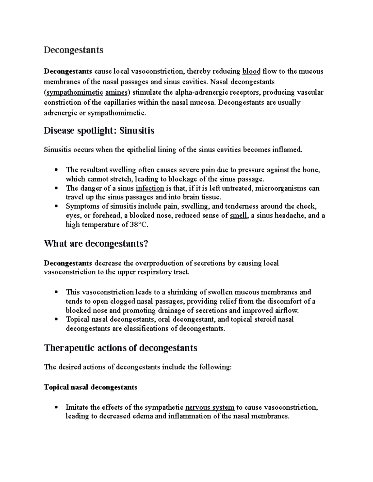 Decongestants - Learn about the uses and nursing care plan ...