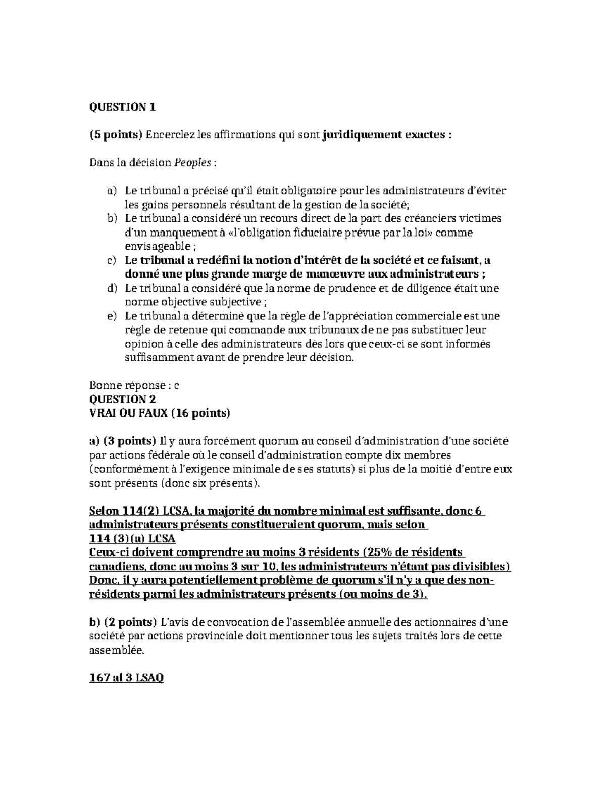 Corrig Ã© Exam Final DRT2401 H2019 - QUESTION 1 (5 points) Encerclez ...