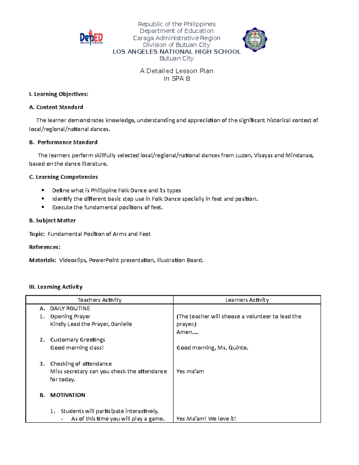 1 -A-Detailed-Lesson-Plan - Republic of the Philippines Department of ...