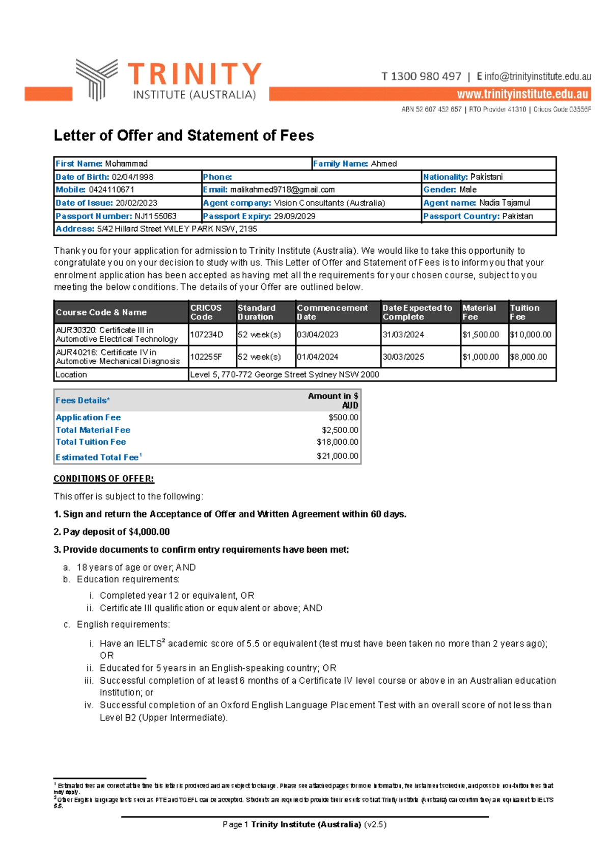 Offer Letter 9603 9603 202322023328 - Letter of Offer and Statement of ...