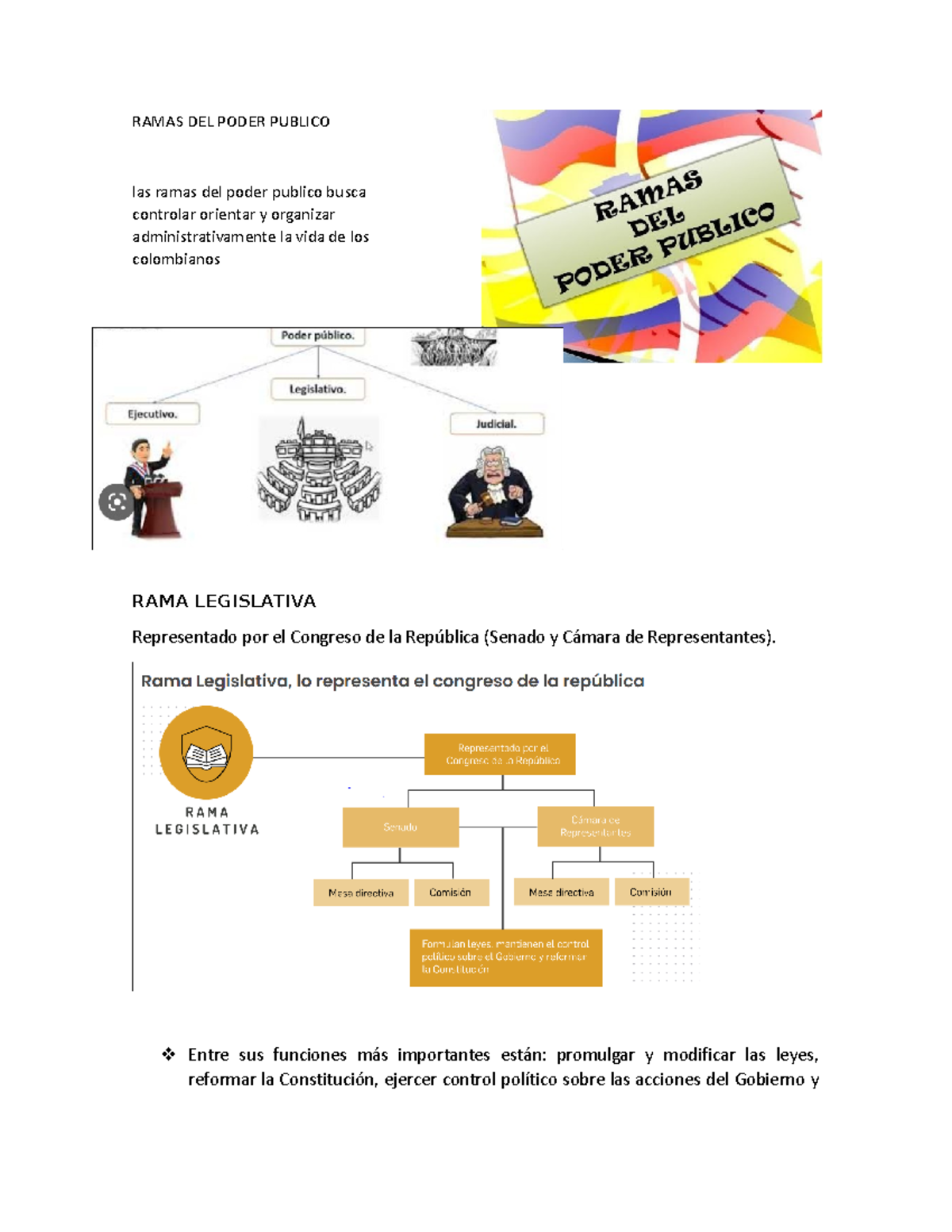 Trabajo - Espero les funcione - RAMAS DEL PODER PUBLICO las ramas del ...