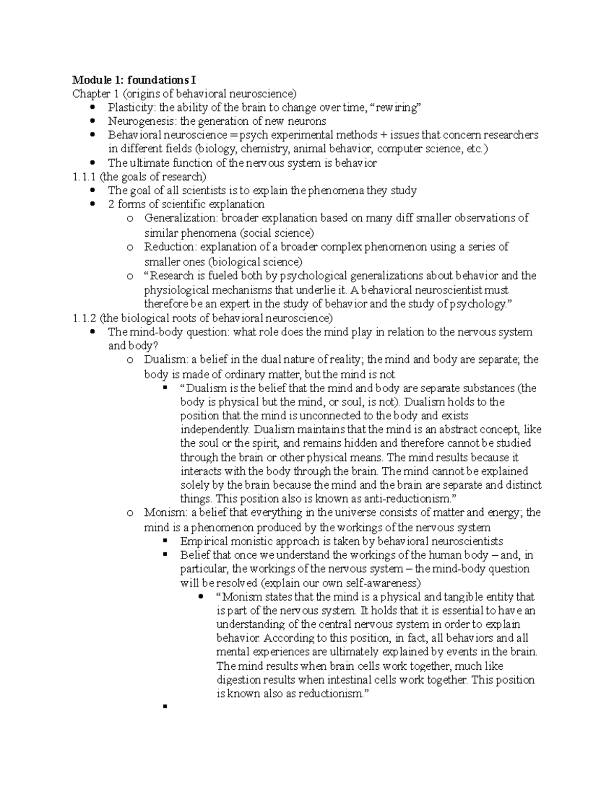Module 1 - Foundations I (origins of neuroscience and biological ...