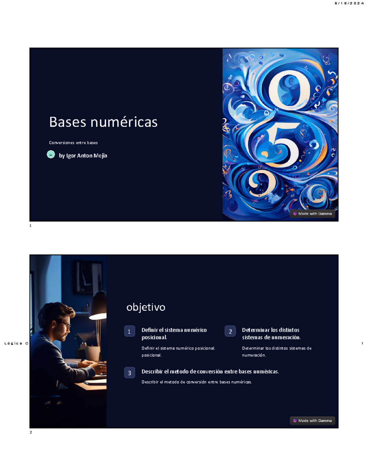 Tema 4 - Bases Numéricas - L ó g ic a C o m p u t a c io n a l | In g ...