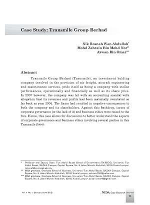 Pdfcoffee - 1 Case Summary Transmile Group Berhad (Transmile) is one of ...