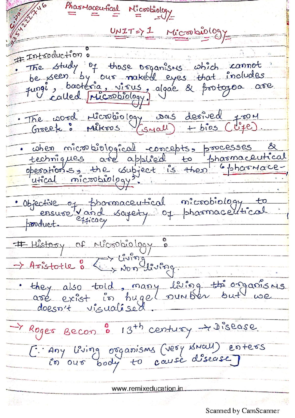 Microbiology unit 1 - Manoj chathe - B pharmacy - Studocu