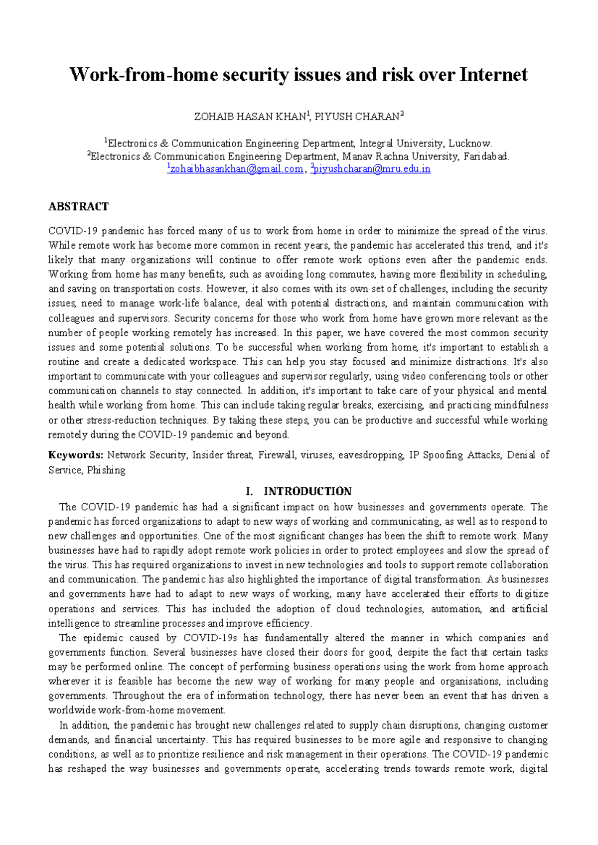 Book chapter work from home - Work-from-home security issues and risk ...