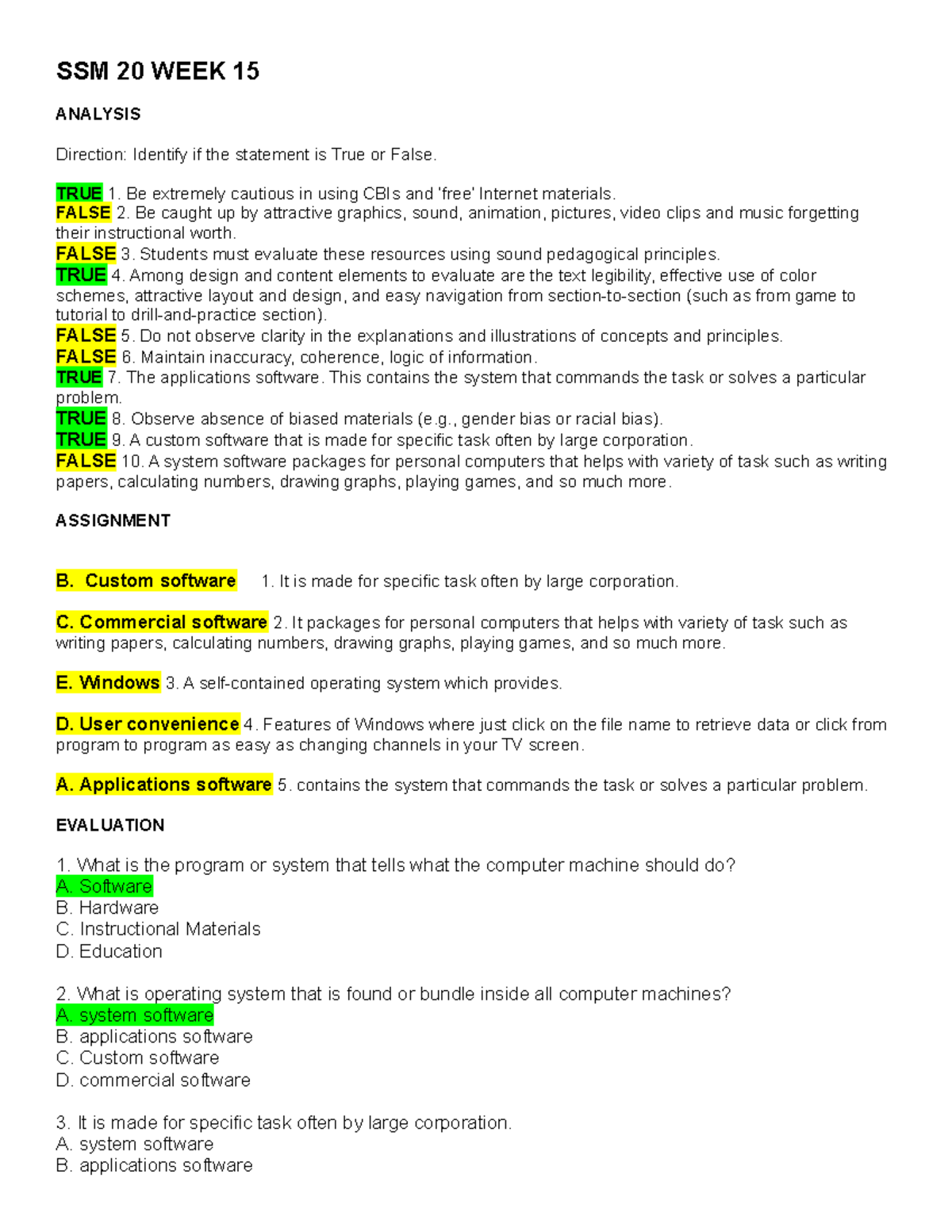 SSM 20 WEEK 15 - Law notes - SSM 20 WEEK 15 ANALYSIS Direction ...