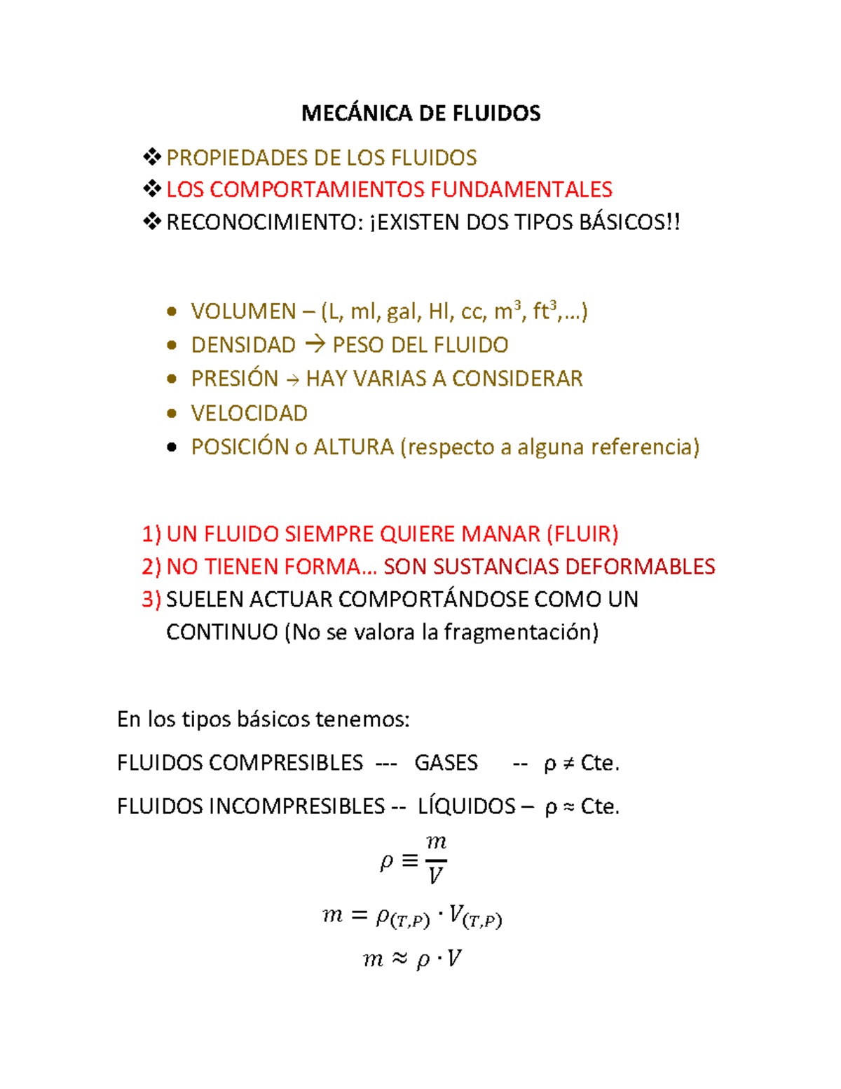 Material de Apoyo - Mecánica de Fluidos 5 - MECÁNICA DE FLUIDOS PROPIEDADES DE LOS FLUIDOS LOS ...