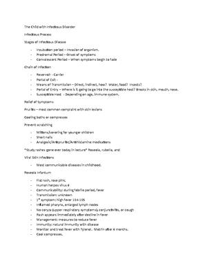 Neurological Pathos Sheets for Pediatrics on disease processes ...