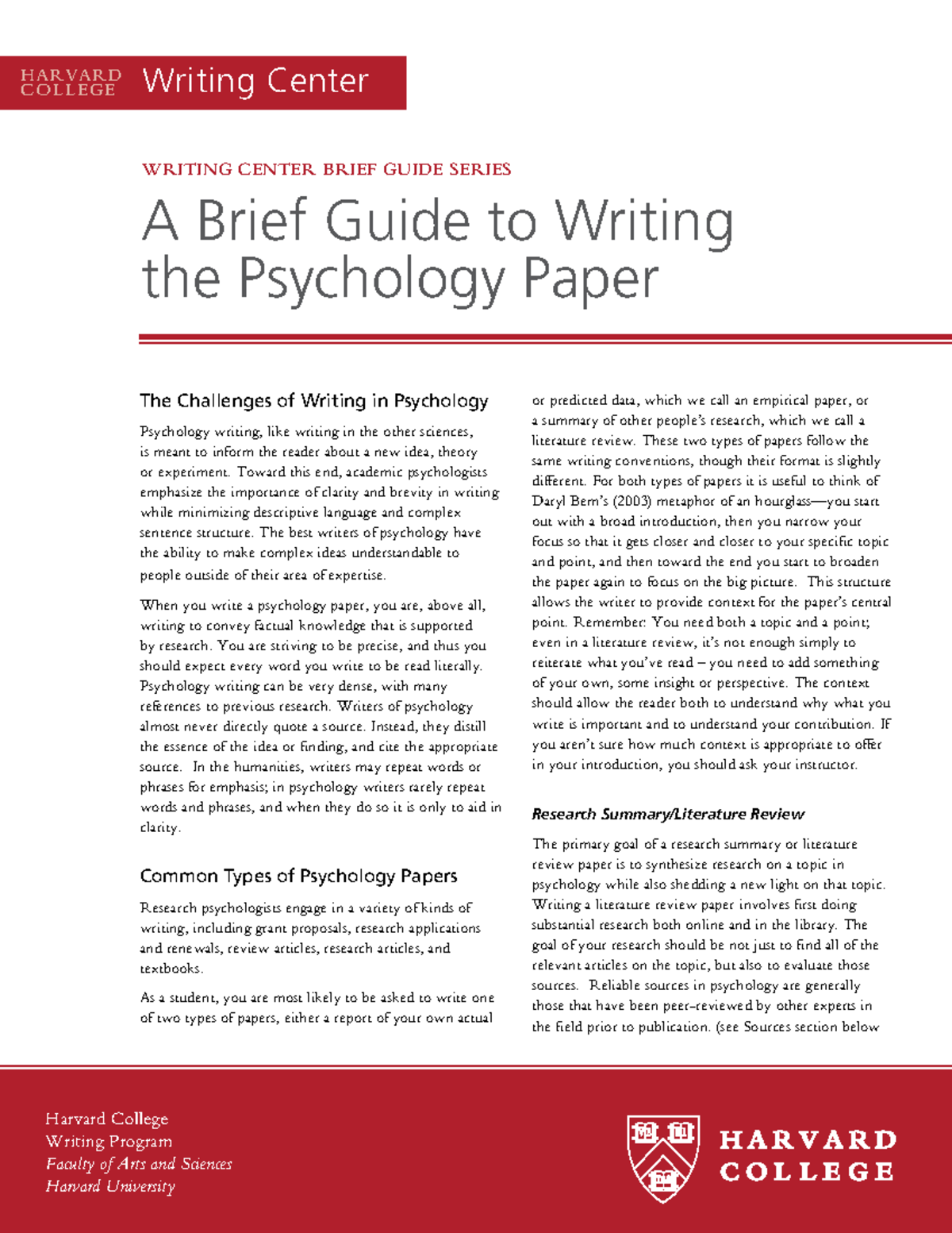Bg psychology - Harvard College Writing Center Harvard College Writing ...